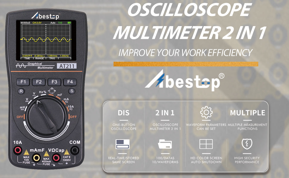 Abestop AT211 Oscilloscope Multimeter 2 in1 Oscilloscope 1MHz Bandwidt ...